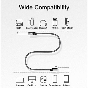 USB-C Extension Cable Right Angle 6.6ft,10Gbps USB-C 3.1 Gen 2 Male to Female 4K Video Cable,90 Degree Extender Cable for 2021 iPad Mini 6,MacBook Pro/Air,iMac,USB-C Hub/Docking Station/Camera/Laptop