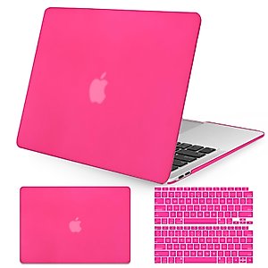 Seorsok Compatible with MacBook Air 13 Inch Case2022 2021 2020 2019 2018 Release A1932 A2179 M1 A2337 Touch ID,Plastic Hard Shell Case with Keyboard Cover-Hot Pink