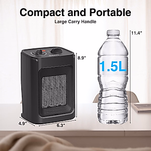 JNDRO Portable Electric Space Heater - 1500W/750W Quiet Ceramic mini Heater Fan with Thermostat, Heat Up 200 Square Feet for Room Office Desk Indoor Use