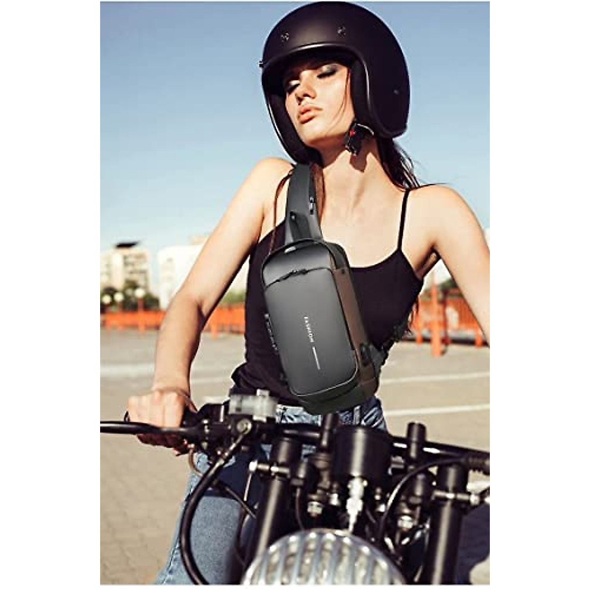 Goderat USB Charging Sport Sling Anti-Theft Shoulder Bag, Fashion Waterproof Sport Crossbody Bags for Men and Women (Grey and Brown)