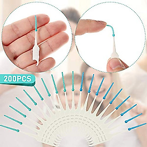 Patelai 200 Pieces Dual-Use Interdental Brushes Soft Silicone Dental Picks Toothpicks Between Teeth Brush, Tooth Flossing Brush for Cleaning Orthodontic Wire Toothbrush Clean Tool