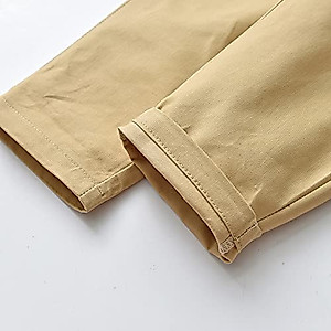 Moyikiss Studio Toddler Dress Clothes Baby Boys Gentleman Outfits White Bowtie Shirts+Suspender Pants Sets(Khaki,70/6-12 Months)