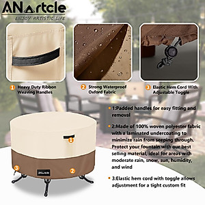 ANartcle Round Patio Table Covers 50inch,100% Waterproof 600D Heavy Duty Round PatioTable Cover,Round Patio Table Covers for Outdoor Furniture,50&quot; Dia x 23&quot; H,Beige&amp;Brown.
