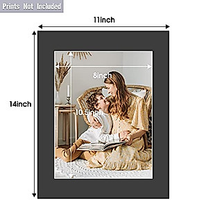 Golden State Art, Acid Free, Pack of 10 Black Pre-Cut 11x14 Picture Mat for 8.5x11 Photo with White Core High Premier Bevel Cut Mattes