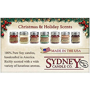 Sydney Candle Co. Fall Candles | Soy Mason Jar Candle | Fall Scented Candles for Home | Holiday Candle (7.5 oz) (Fresh Cut Pine)