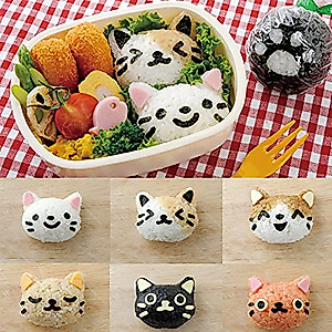 Cute Cat Rice Ball Molds 6 Sets Sushi Molds Bento Accessories Kits with 3PCS Vegetable Fruit Cutter Shapes and 1PC Gimbap Mold Triangle for Nori Rice Making DIY Bento Box Picnic Tools