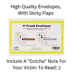 17 Prank Envelopes - Witty Pranks For Adults Funny Envelope For Birthday & Holiday Card. April Fools Day Practical Jokes By Mail Prank For Friends & Family, or Coworkers Gag, Pranks For Adults