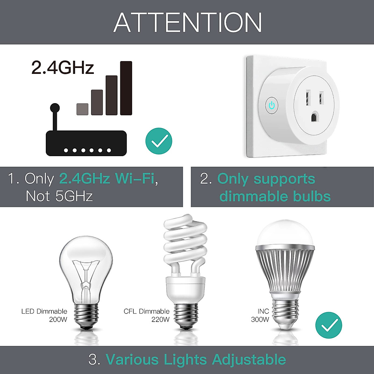 MOES Smart Plug WiFi Smart Power Socket with Dimmable RGB LED Night Light, Wireless Remote Control with Smart Life/Tuya App, Outlet Compatible with Alexa Google Home, No Hub Required