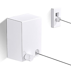 Retractable Clothesline Outdoor Indoor Laundry Line, 13.8 Feet Adjustable Stainless Steel Clothes Line, Wall Mounted Space-Saver Drying Line for Balcony, Bathroom, Heavy Duty Clothesline White