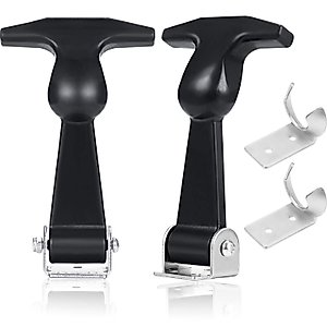 Mudder 2 Pieces Elastic Stainless Steel Rubber Hood Catch Flexible T-Handle Hasp Rubber Flexible Draw Latches with Brackets for Tool Cabinet, Vehicle Engine, Hood