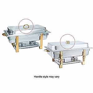 Tiger Chef 3-Pack 8 Quart Full Size Buffet Chafing Dish Set with Gold Accents and Gel Fuel Cans