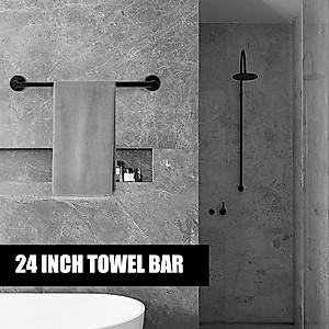 2Pcs Retractable 11 to 24 Inches Towel Bar for Bathroom - Thicken SUS304 Stainless Steel Towel Holder - Heavy Duty Wall Mounted Towel Rack Hanger - Home Decor Towel Rod, Towel Organizer, Black