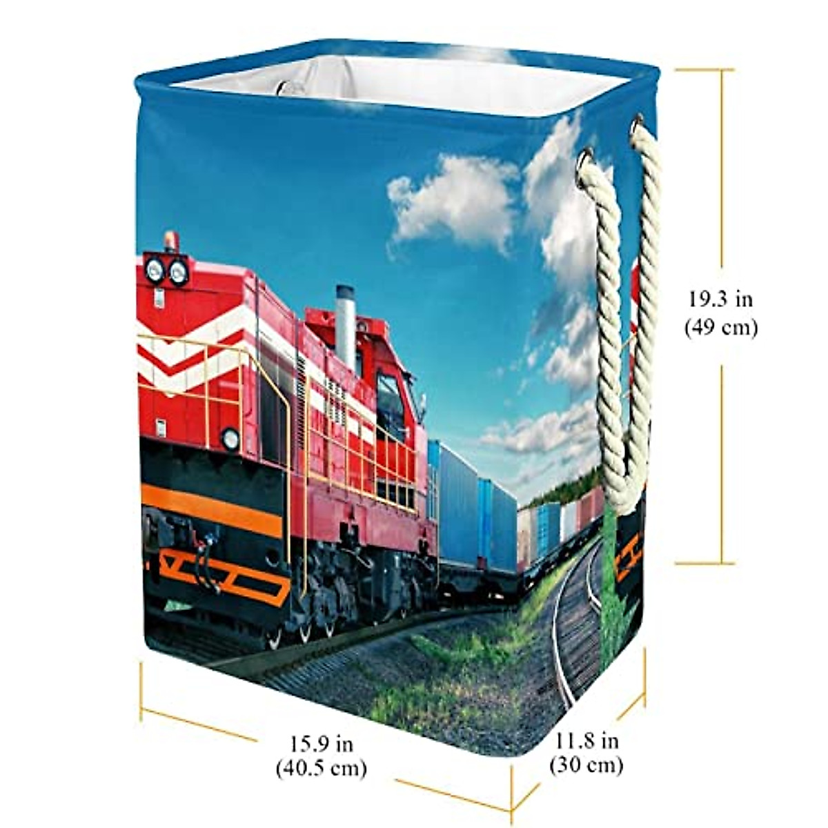 Laundry Hamper Train Pattern Collapsible Laundry Baskets Firm Washing Bin Clothes Storage Organization for Bathroom Bedroom Dorm