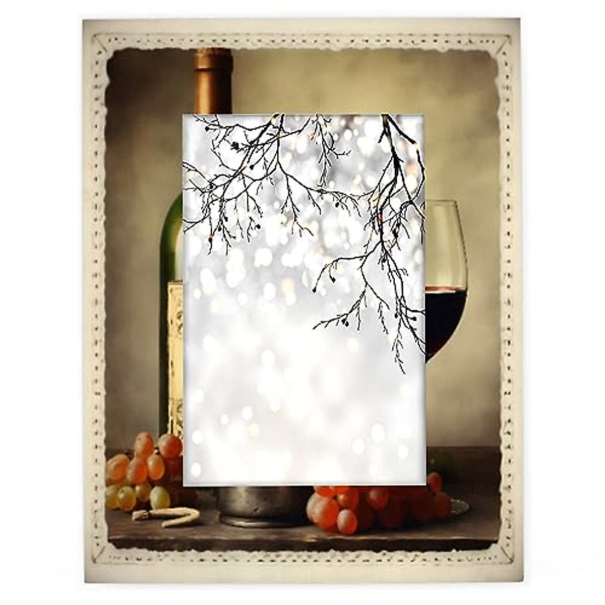 Bardic 5x7 Picture Frames, Red Wine Glass Wooden Photo Frame Fits 4x6 with Mat or 5x7 Without Mat Photo Frames for Wall Mounting or Tabletop Display for Home Gallery Decor