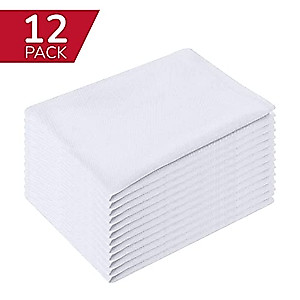 Leviharmony 12 Pack Cloth Napkins – White – 17 x 17 Inch – 100% Polyester Dinner Napkins – Table Napkins for Restaurant, Events and Weddings