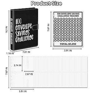 Sfocgoi 100 Envelopes Money Saving Challenge, 2025 A5 Money Saving Budget Binder, Savings Challenges Book and Digital Stickers, Easy and Fun Way to Save $5,050,Suitable for offices, homes (Black)