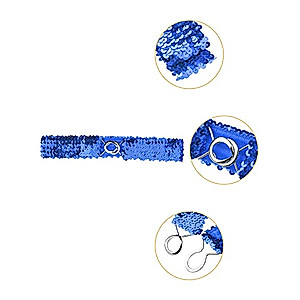 Allegra K Womens Glitter Skinny Stretchy Waist Belts Sequins Decor Slim Elastic Belts 64cm/25.19" Royal Blue