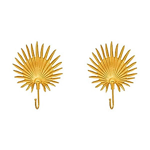 Veemoon Towel Hanger Towel Hooks Nordic 2 Pieces Metal Sun Wall Art Decoration Sunflower Wall Hook Hanger Metal Leaf Wall Hanging Decorations Gold Leaf Shaped Self Adhesive Wall Hook