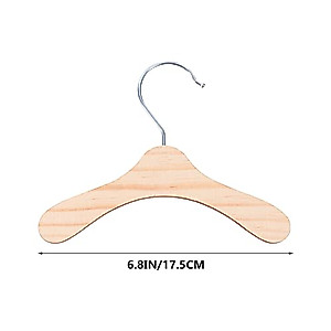 TEHAUX Puppy Supplies Dog Clothes Hangers, Pet Apparel Hangers Set 17.5cm Dog Clothing Rack Wood Pet Clothes Hangers Small Clothing Holder for Dog (10pcs, Wood Color) Wooden Hangers