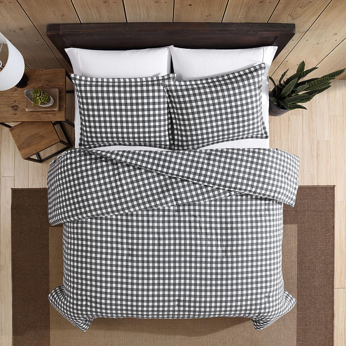 Eddie Bauer - King Duvet Cover Set, Reversible Flannel Bedding with Matching Shams, Home Decor for Colder Months (Preston Grey, King)