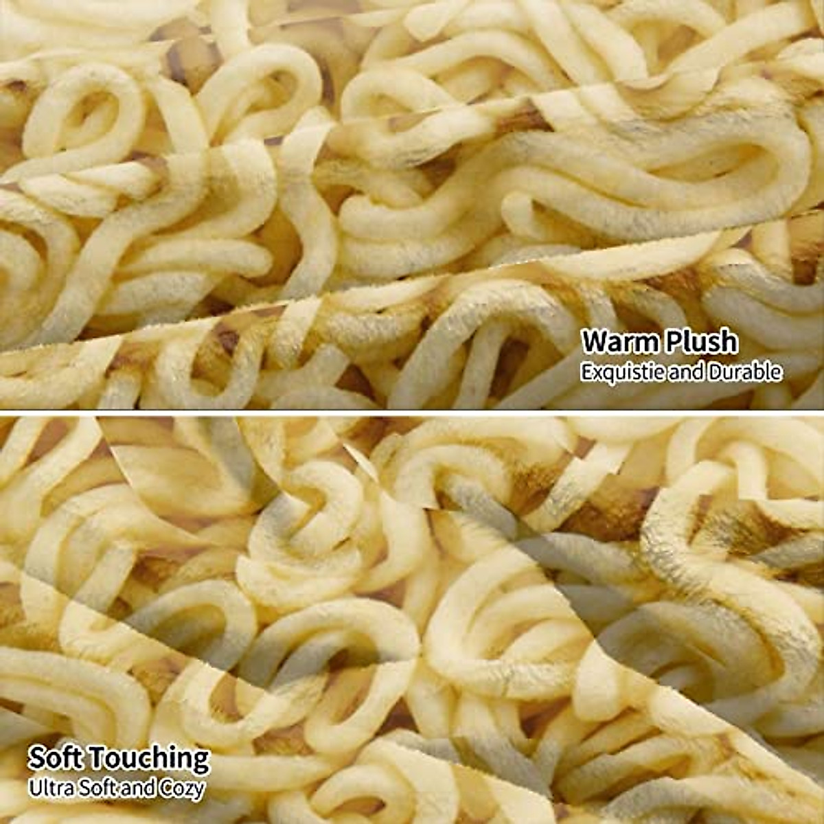 Instant Noodles Blanket, Funny Realistic Food Throw Blankets Ramen Texture Print Novelty 50"x40" Flannel Fleece Blanket for Bedroom Living Rooms Sofa Couch Beds Office Lap