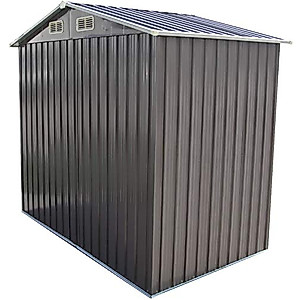 Galvanized Steel Patio Storage Shed Utility Tool Storage Shed Outdoor House for Backyard Garden Lawn(6'x4')