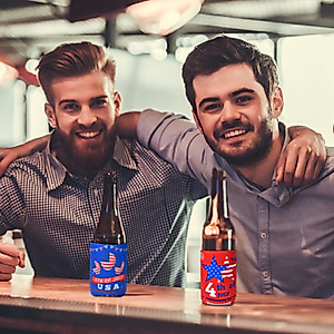 4th of July Decorations, 12PCS Beer Can Cooler Sleeves for Fourth of July Independence Day Decor, Insulated Collapsible USA Pattern Can Cover for Memorial Day Patriotic Party Supplies Outdoor Indoor