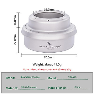 iBasingo Titanium Mini Spirit Stove Cooker Burner with shelf for Outdoor Camping Picnic Backpacking A-Ti2001C
