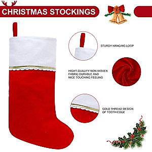CHOTONIC 36 Pack Red and White Felt Christmas Stockings, 19 Inches White Cuff with Gold Trim DIY Personalized Christmas Stockings for Family Holiday Season Decor Kids Xmas Decorations