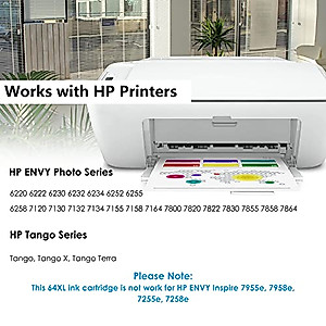Ubinki 64XL Ink Cartridge Black Color Combo Pack Replacement for HP Ink 64 XL HP64 HP64XL Applicable for Envy 7855 7155 7858 7800 7955e 7958e 6200 6255 7830 7864 7120 Tango Ink X Printers(2-Pack)