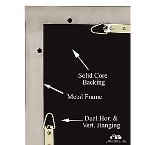 Hamilton Hills Contemporary Brushed Metal Wall Mirror | Glass Panel Black Framed Squared Corner Deep Set Design | Mirrored Rectangle Hangs Horizontal or Vertical (24" x 36")