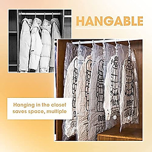 2/6Pcs Hanging Vacuum Storage Bags with Electric/Hand Pumps, 43.3"/51.2" Reusable Hanging Clothes Vacuum Seal Storage Bag Compressible Space Saver Bags (XL-26.3"x51.2", 6Pcs Bags [Gift Electric Pumps])