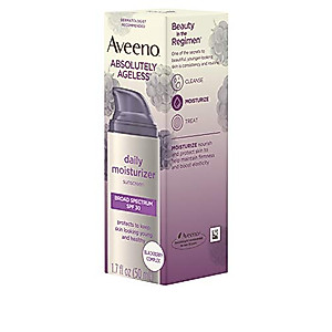 Aveeno Absolutely Ageless Anti-Wrinkle Facial Moisturizer with SPF 30 Sunscreen, Antioxidant-Rich Blackberry Complex, Vitamins C & E, Non-Comedogenic & Oil-Free Moisturizer, 1.7 fl. oz