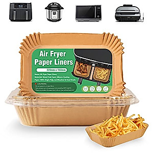 100pcs Air Fryer Disposable Paper Liner for Ninja Dual, Air Fryer Liners Rectangular Food-Grade Parchment Paper 8.6x 5.5 Inches, Ninja Dz201 Air Fryer Accessories Baking Paper(Rectangle)