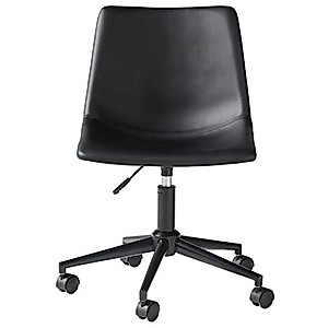 Signature Design by Ashley Faux Leather Adjustable Swivel Bucket Seat Home Office Desk Chair, Black