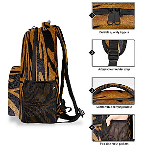 Travel Laptop Backpacks Tiger Stripe Water Resistant Lightweight School Backpacks Casual Daypack for Women Men Teen Girls Boys