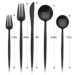 GIOCOCO Matte Black Silverware Set - 20 Piece Stainless Steel Flatware Set, Thick Utensils Set Service for 4, Durable Cutlery Set Elegant Tableware Set for Home and Restaurant (Dishwasher Safe)