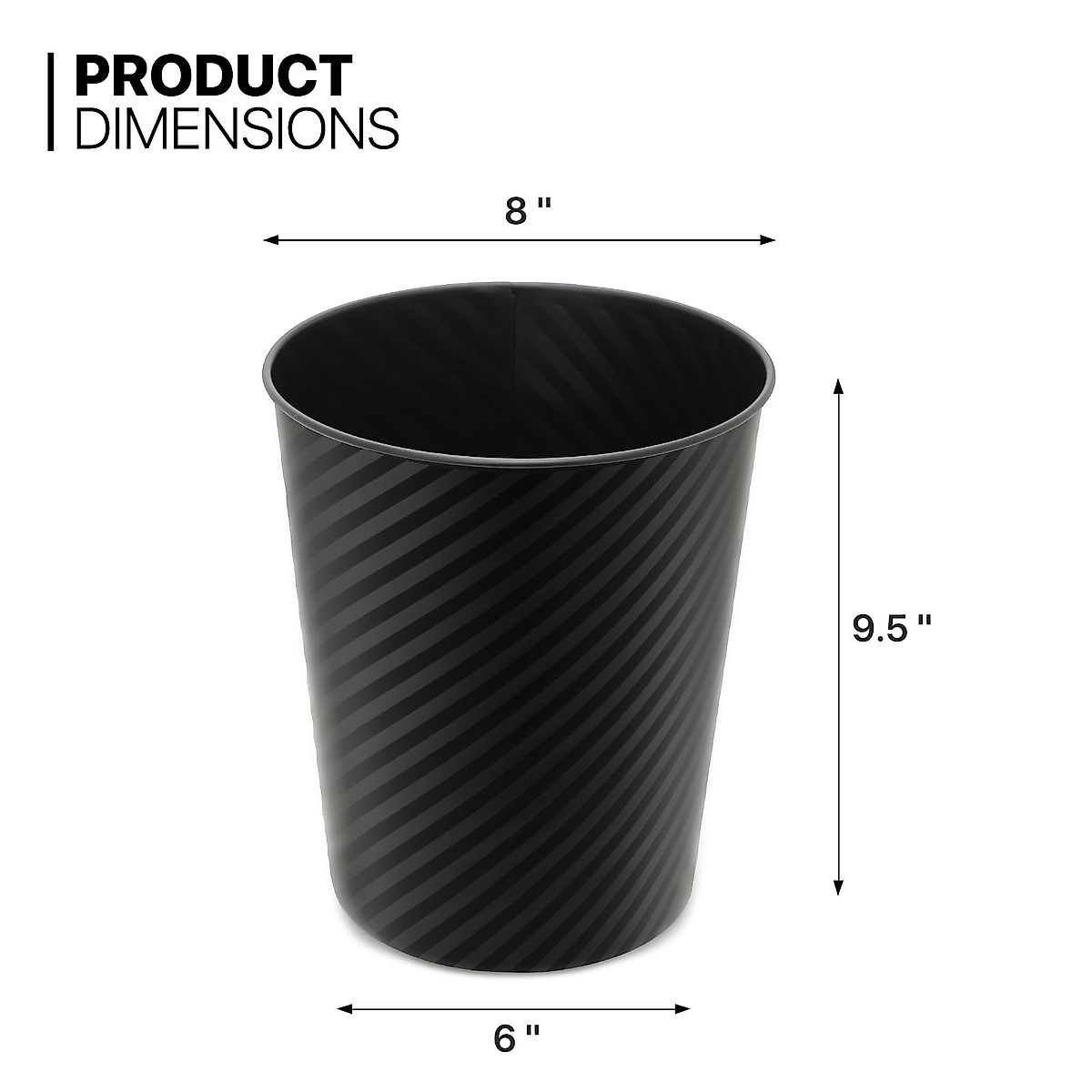 MoNiBloom 1.3 Gallon Small Waste Basket Office Bathroom Bedroom Garbage Container Bin Slim Metal Round Recycling Open Top 5-Liter Wastebasket Home Living Laundry Room Dorm Under Desk (Black, 2-Pack)