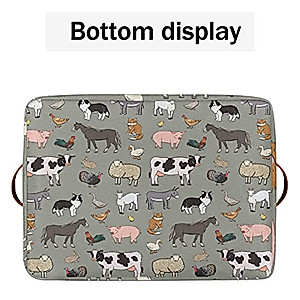 Farm Animal Storage Basket Bins, Cow Sheep Rooster Large Foldable Storage Baskets Fabric Organizer Storage Cubes Box with Handles Collapsible Basket for Shelf Closet Nursery Home Office 1 Pack