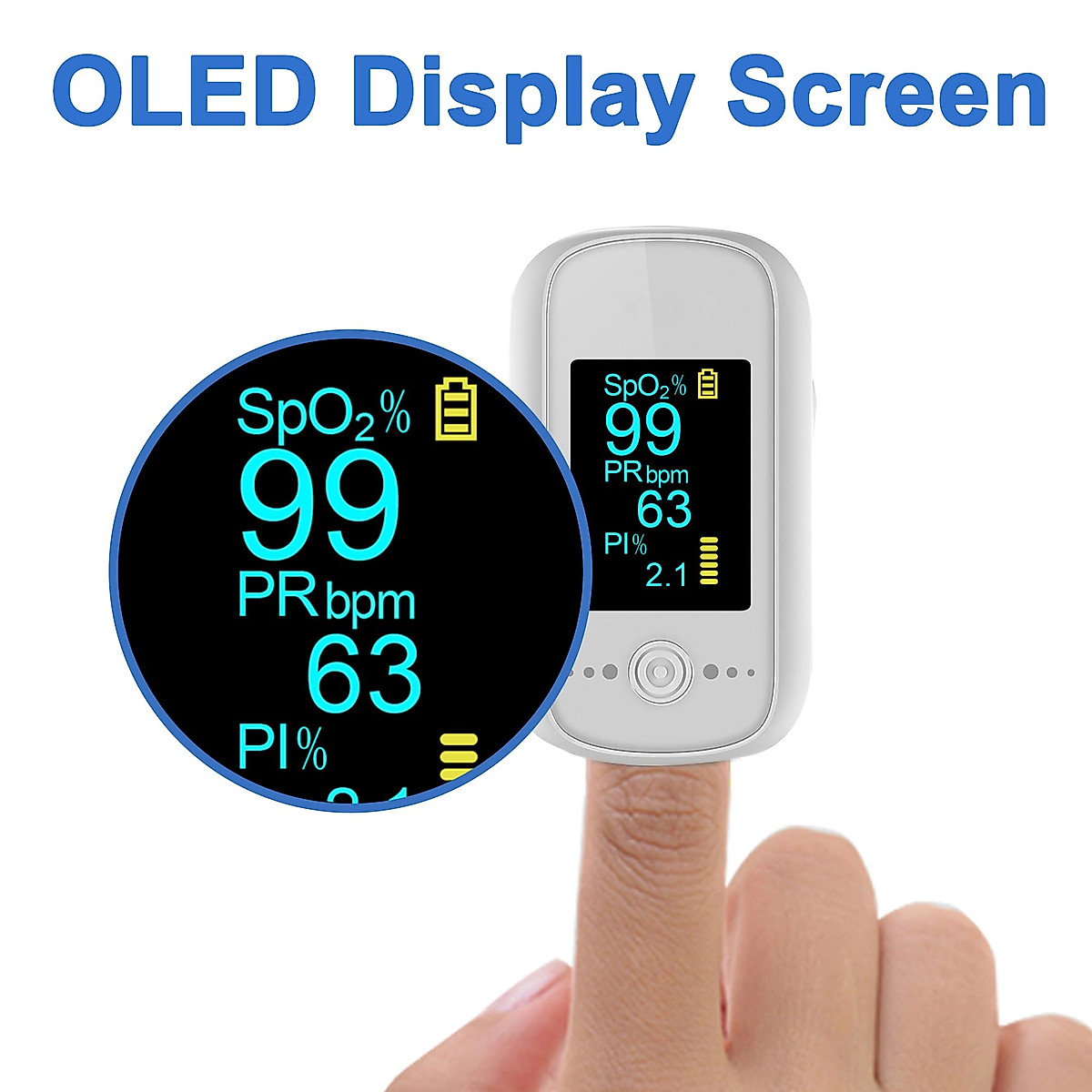 Oxygen Meter Finger Pulse Oximeter, SmileCare Pulse Oximeter Fingertip Blood Oxygen Saturation with Pulse Monitor Included Batteries, Accurate Fast Spo2 Reading for Adult