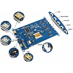 for Raspberry Pi 7inch HDMI LCD (H), 7" 1024x600 Capacitive Touch Screen IPS Display Monitor HDMI / VGA Port, for Raspberry Pi 4B/3B+/3B/2B/A+/Zero W/WH/ Jetson Nano/Banana Pi /Windows 10/8.1/8/7