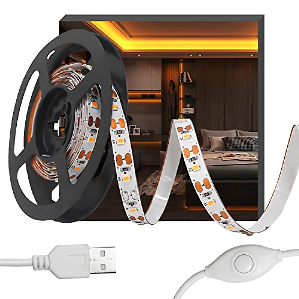 EVERDOSS Under Cabinet Lights Wireless, Under Counter Lights for Kitchen,6 Packs 30 LEDs 6000K 7.8ins Cabinet Lights Motion Sensor (Strap Lights, 2 Pack)