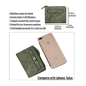 AOXONEL Women's Rfid Small Bifold Leather Wallet Ladies Mini Zipper Coin Purse id card Pocket,Slim Compact Thin (GreenI)