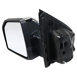 Kool Vue Right Power Heated Mirrors for Ford F-150 2015-2017 Power Fold With Signal Light, Blind Spot Monitor, Memory & Puddle Lamp; Without Auto-Dimming Chrome