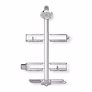 simplehuman Adjustable and Extendable Shower Caddy XL, Stainless Steel and Anodized Aluminum