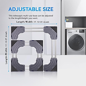 Washing Machine Stand Mini Fridge Stand Height Adjustable Washer and Dryer Pedestal Universal Stand Base with 4 Strong Heavy Duty Feet for Washing Machine Laundry and Refrigerator (Gray)