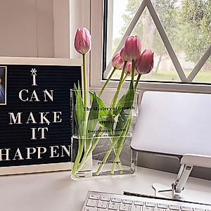 Puransen Bookend Vase for Flowers, Cute Home Office Decor; Unique Vase for Book Lovers, Artistic and Cultural Flavor Acrylic Clear Vases (Not Including Flowers)