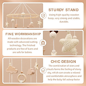 Boho Baby Mobile,Mobile for Crib,Neutral Baby Crib Mobile,Boho Nursery Decor,Handmade Baby Mobile,Boho Crib Mobile Kids Room Nursery Decor（Arm Not Included）