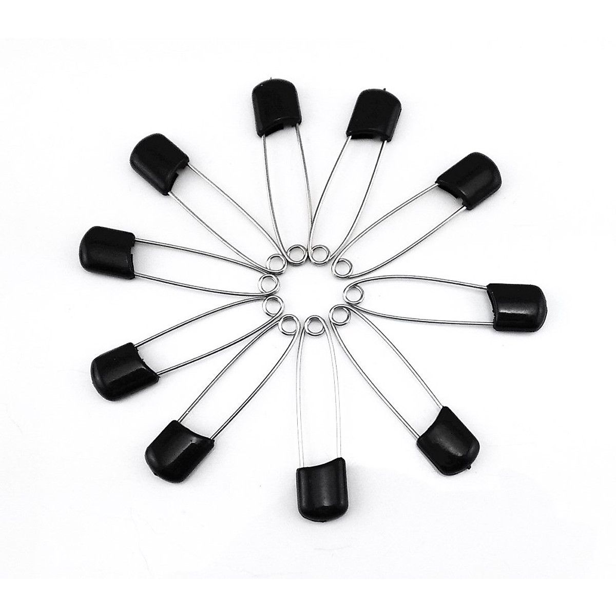 yueton 50pcs Black Plastic Head Baby Safety Pins Safety Locking Baby Cloth Diaper Nappy Pins