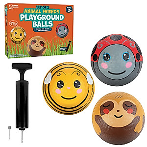 Gaga Ball Xtreme 3 Pack - 8.5 Inch Animal Playground Balls w Air Pump - Durable Rubber Balls for Kickball, Dodge Ball, Handball, Four Square, Camp, Kids Party Games - Great for Outside Summer Play